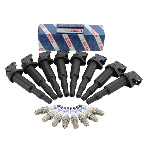 8 OEM BOSCH kit Ignition Coils & 8 Spark Plugs Set For BMW 3 5 Series ...