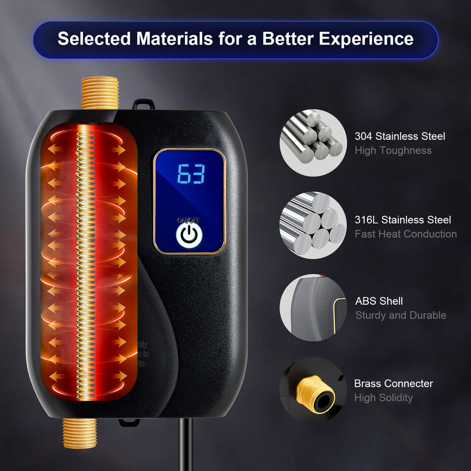 Electric Water Heater Small Instant Hot Water Heater Under Sink Plug in ...