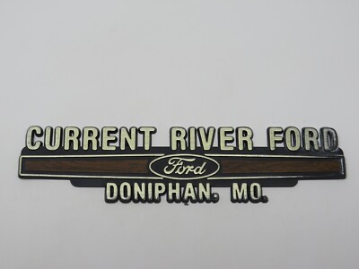 Vintage Current River Ford Missouri Car Dealer Plastic Nameplate Emblem ...