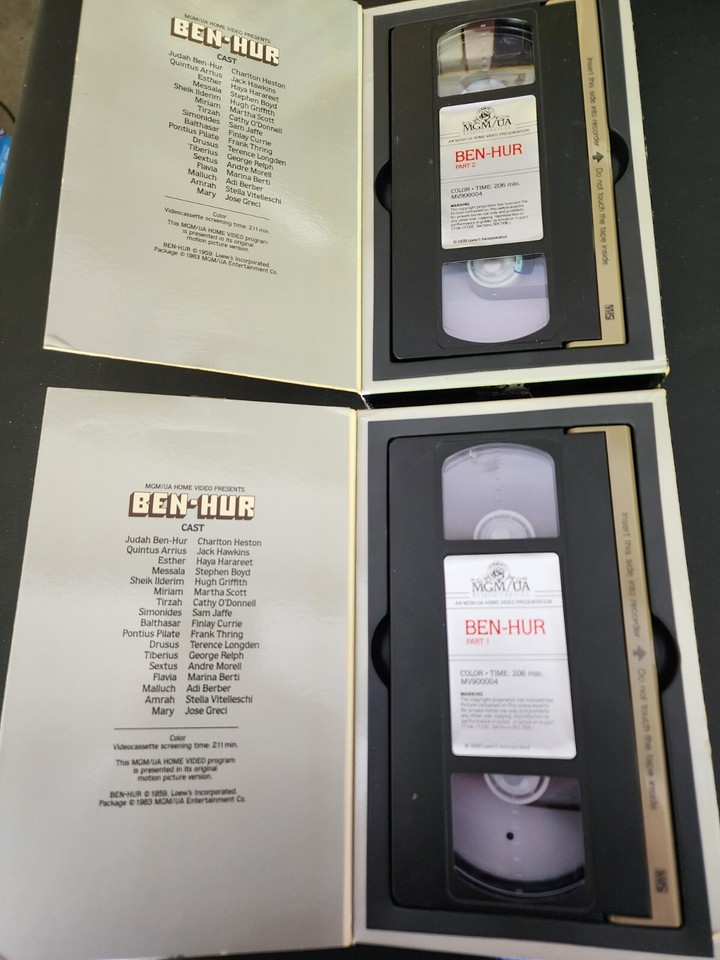 RARE! Ben Hur VHS 2 parts Big Box MGM Release Biblical Wyler & Heston ...