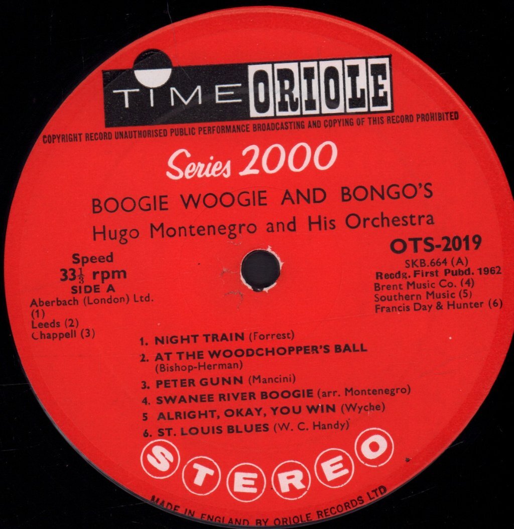 Hugo Montenegro Boogie Woogie + Bongos LP vinyl UK Time Oriole 1962 OTS2019 | eBay