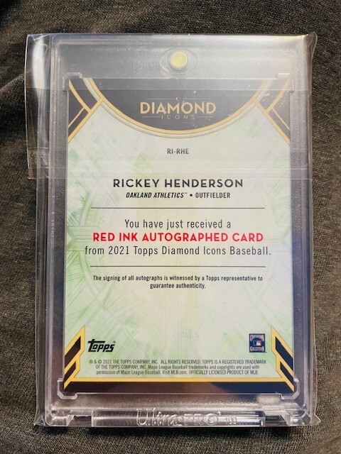 Rickey Henderson Auto Autograph 2021 Topps Diamond Icons Red Ink 03/25 ...