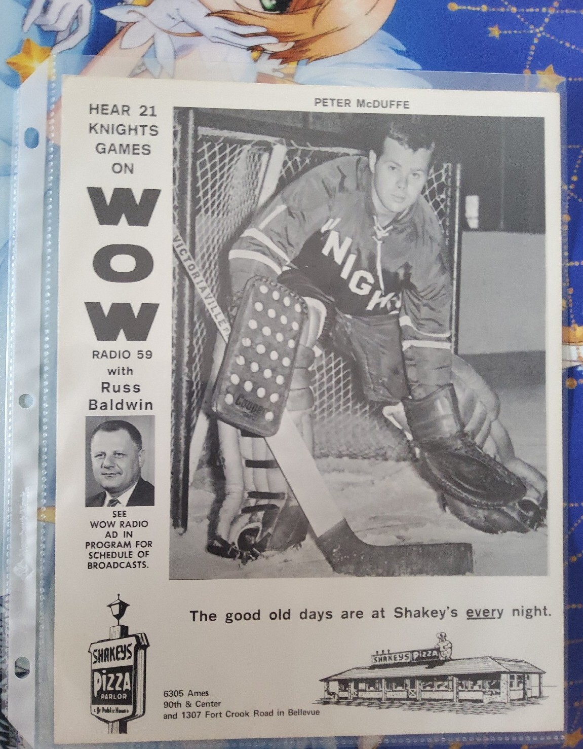 1969-70 Omaha Knights Hockey Shakey's Pizza Peter McDuffe Photo Rare ...