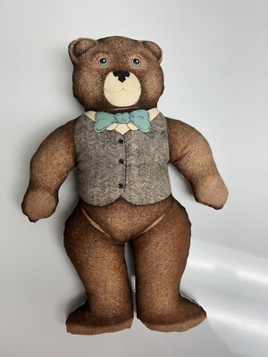 Vintage The Toy Works Stuffed Bear Bowtie Cloth Plush 13" Stuffed ...