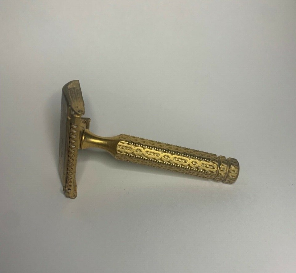 Vintage Ever Ready Single Edge Safety Razor Brass Ornate Handle | eBay