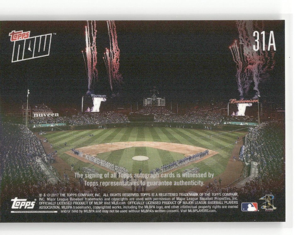 ANTHONY RIZZO Autographed World Series Champion 2017 Topps Now #31A 27/ ...