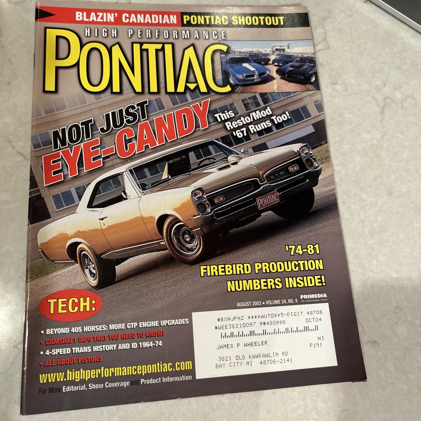 Rare High Performance Pontiac Magazine Firebird GTO Trans Am August ...