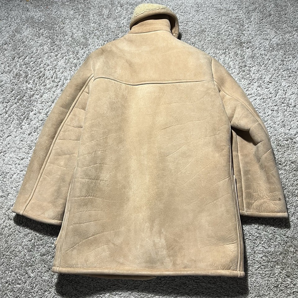 True Vintage Franklin Simon Suede Sherpa Leather Coat Womens Medium Tan ...