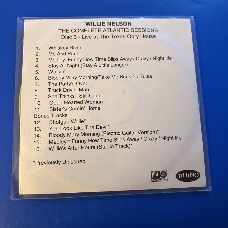 Willie Nelson The Complete Atlantic Sessions 3 Promo Cds Ebay Uk