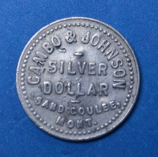 SAND COULEE MONTANA CAMBO & JOHNSON 5C TRADE ANTIQUE MERCHANT TOKEN MT ...