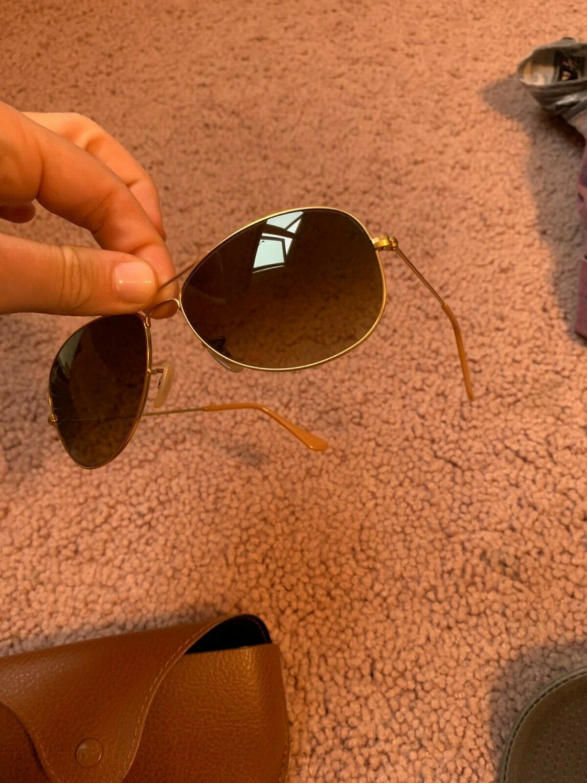 ray ban cockpit sunglasses, gold gradient, great cond… - Gem