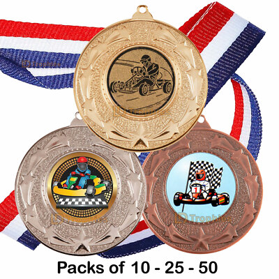 Go Karting Medals & Ribbons, Go Karting Birthday Party Medals Packs 10 ...