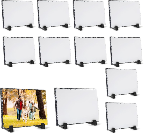 12 Pack Sublimation Slate Blank Rock Stone Photo Rectangular Frame Heat ...