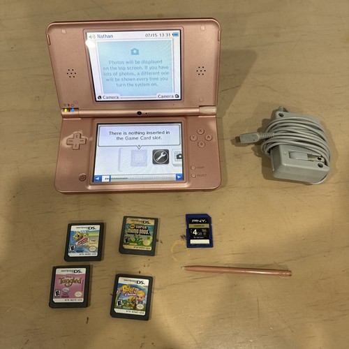 Nintendo DSi XL Metallic Rose Handheld System With Charger, 4 Games And ...