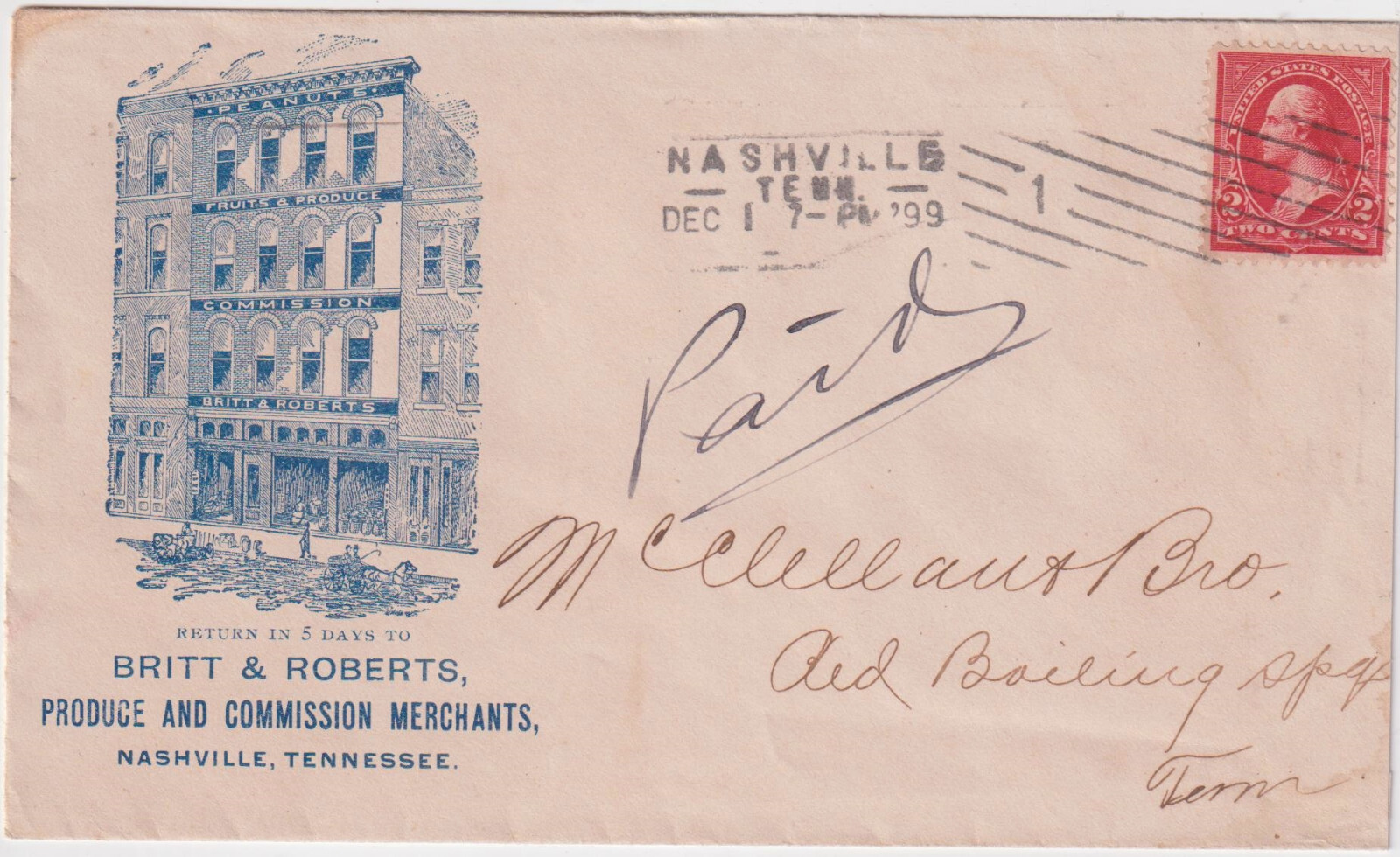 Nashville Tenn Advt Britt & Roberts Produce + Commission Agents w ...