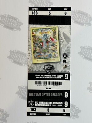 2009 Washington Redskins at Oakland Raiders Ticket 12/13/09 | eBay