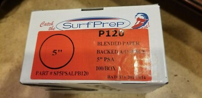 SurfPrep P120 Paper Backed Sandpaper A/O Discs 5" PSA SP5PSALPB120 ...