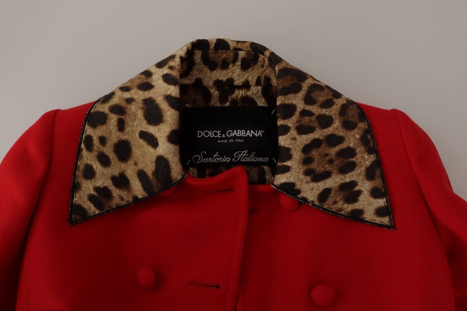 Dolce&Gabbana SARTORIA ITALIANA Women Red Trench Coat Wool Leopard ...