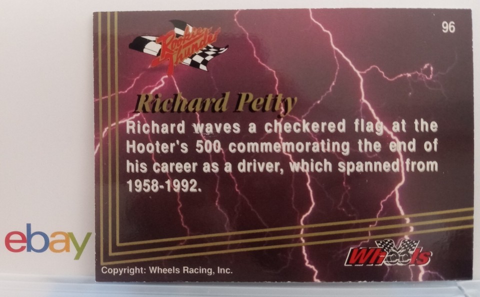 1993 Legend Richard Petty Wheels Rookie Thunder Platinum Card #96 ...