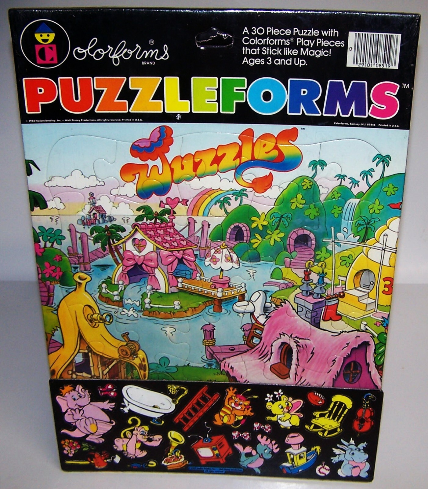 Wuzzles Puzzleforms 30 Piece Puzzle 11"x 17" Colorforms Hasbro 1984 ...