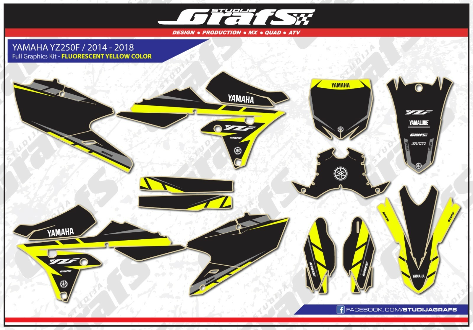 2014 2015 2016 2017 2018 YZ 250 F Graphics Kit YAMAHA FX YZF ...