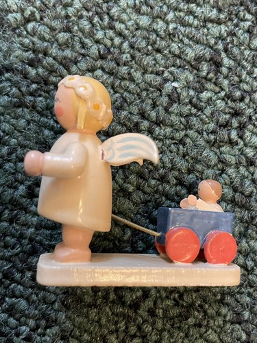 Vintage Erzgebirge Wendt & Kuhn Marguerite Angel Pulling Wagon with ...