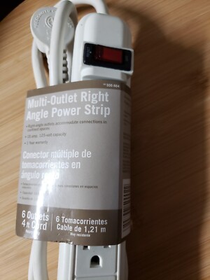 Multi Outlet Right Angle Power Strip, 6 Outlets, 4ft Cord. 15 amp, 125 ...