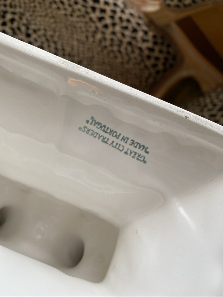 Vintage White Ceramic Double Dolphin & Shell Pedestal Centerpiece Bowl ...