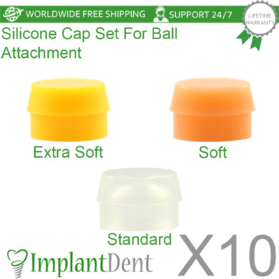 10x Silicone Cap Set Insert For Ball Attachment Dental Prosthetics ...