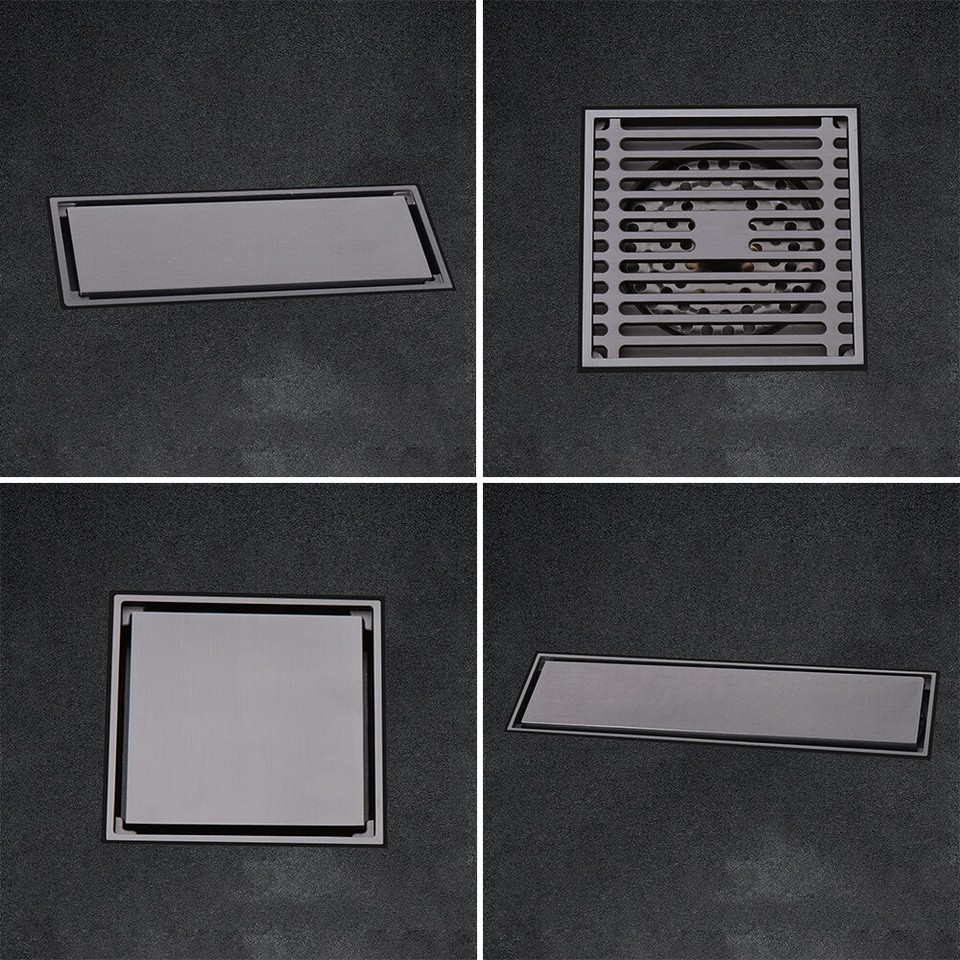 Gun Grey Bathroom Drains Rectangle Type Stainless Steel Linear Shower ...