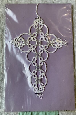 Beautiful Hand Tatted White Cross Bookmark Religious Bookmark | eBay
