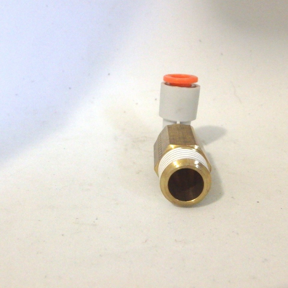 SMC Fittings Lot of (9) Extended Male Elbow 90*, 1/4" NPT x 1/4" Tube ...