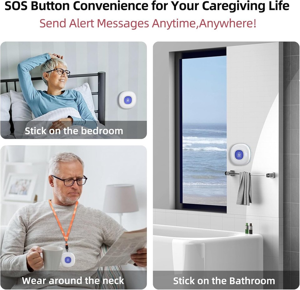 "CallToU" Caregiver Pager Wireless Smart Call Button Caregiver Calling ...