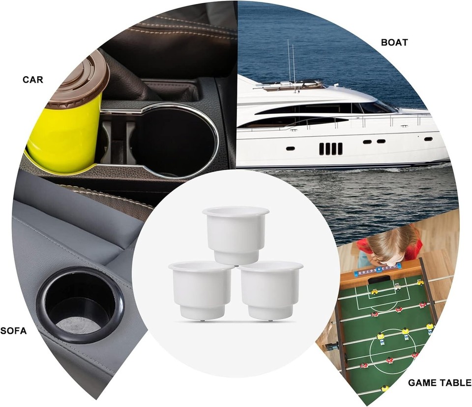4X Two Tiered White Plastic Insert Cup Drink Can Holder w/ Drain Boat ...