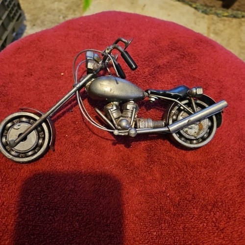 Scrap Metal Sculpture Model Chopper Motorcycle Toy Collection Motorbike ...