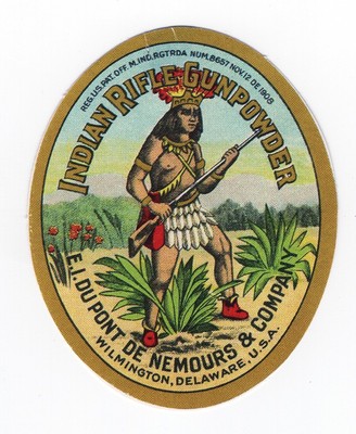 1930s Gun Powder Can Label with American Indian Graphic - Wilmington ...