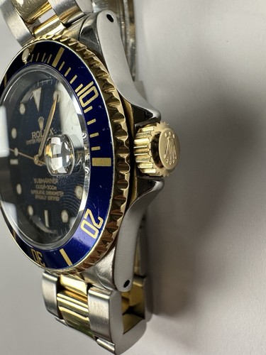 Rolex Submariner 16613 Silver and Gold Oyster Bracelet with Blue Bezel ...