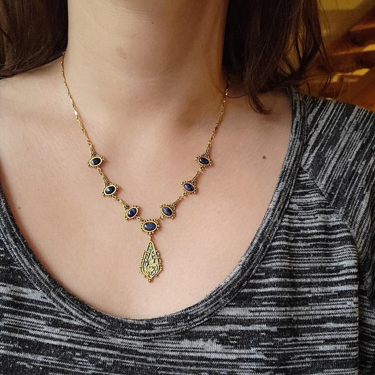 Vintage Medieval Style Beaded Dragon Necklace - Gem