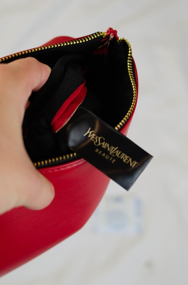 YSL Yves Saint Laurent beauty makeup cosmetic Bag Pouch red | eBay