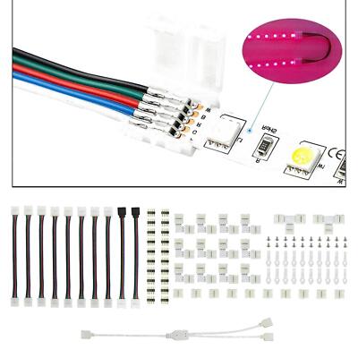 5050 4 Pin RGB LED Light Strip Connector Kit with 10mm PCB LED Strip ...