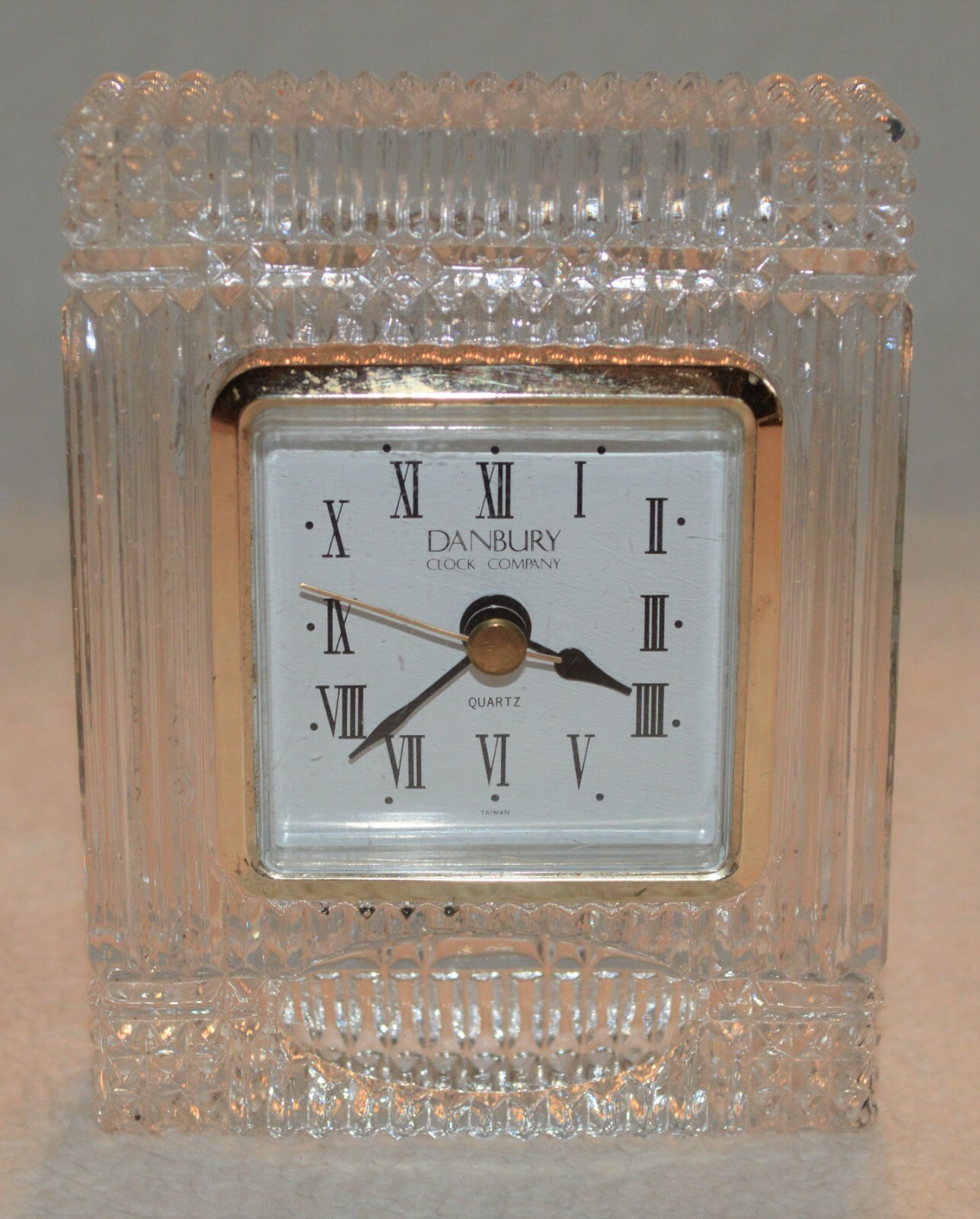 Vintage Danbury Clock Company Lead Crystal Quartz Shelf Mantel Desk ...