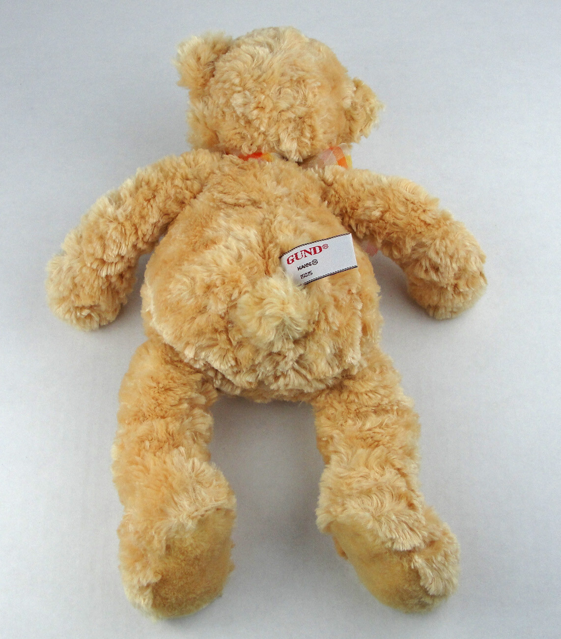 Gund Manni Tan Teddy Bear Plush Stuffed Animal Orange Plaid Bow 13 Inch ...