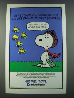 1986 Metropolitan Life Insurance Ad - Snoopy - Charles Schulz | eBay