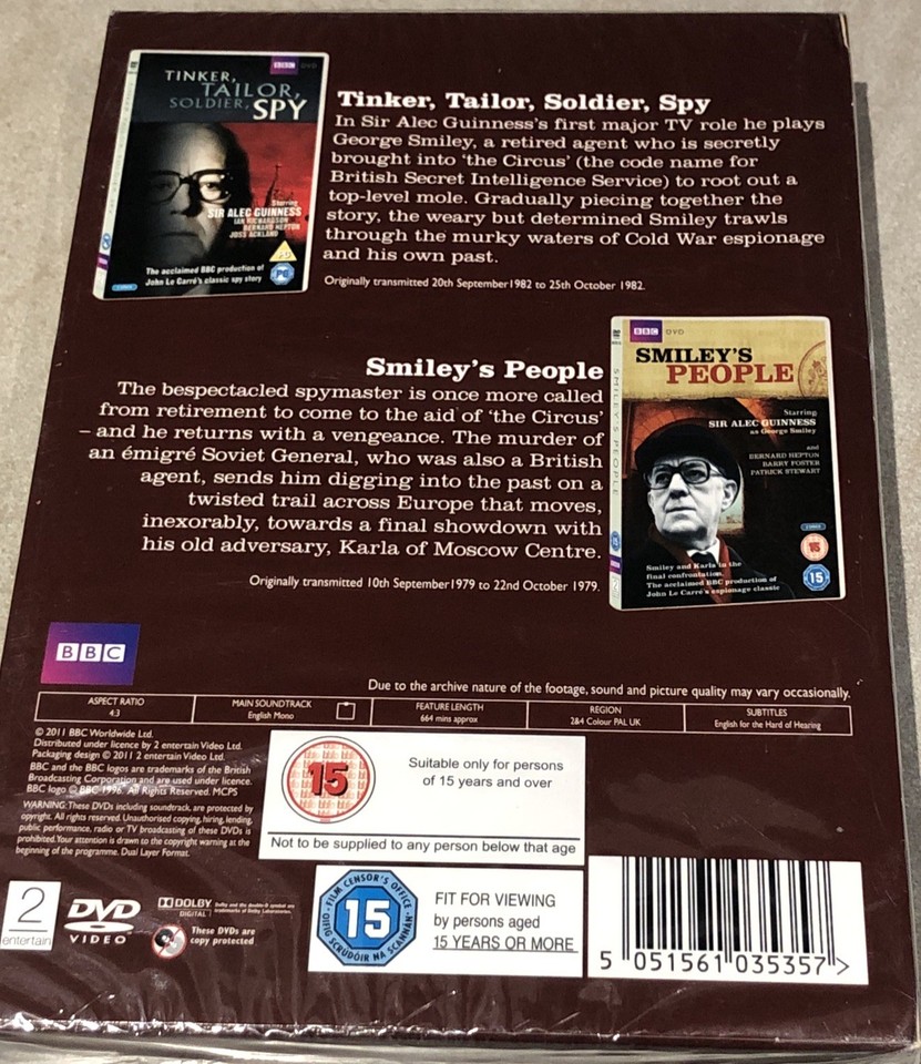 Tinker Tailor Soldier Spy + Smiley's People. 4 Dvd Set. Sir Alec ...