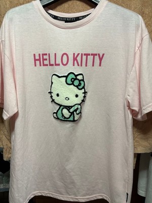 HELLO KITTY Pink T-Shirt L Character Embroidery | eBay UK