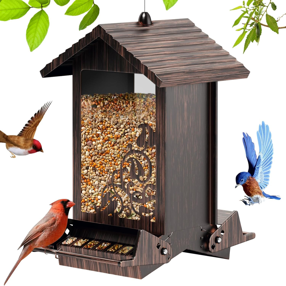 Squirrel Proof Bird Feeder for Outdoor Hanging,Metal Bird Seed Feeder ...