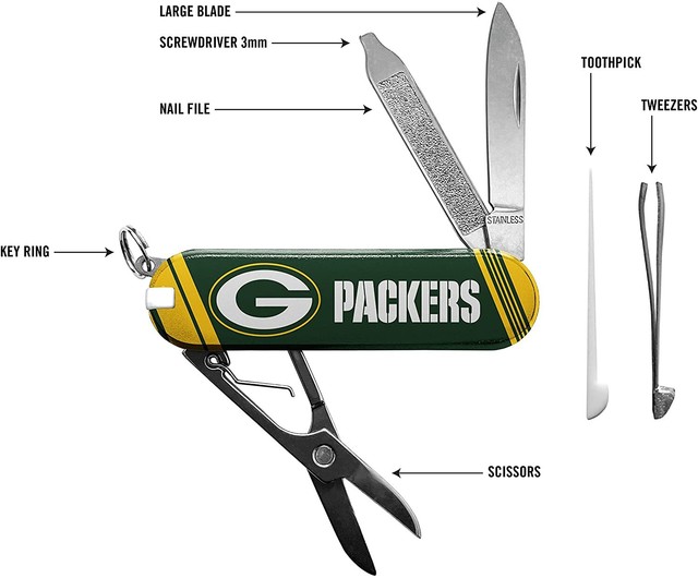 Green Bay Packers Essential Pocket Multi Tool NFL Swiss Army Knife File ...