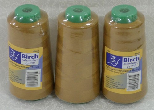 Birch Overlocker Thread 3 x 2500m Cones, 100% Polyester, Colour OLD GOLD | eBay Australia