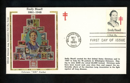 US FDC #1823 American Lung / Colorano 1980 DE Emily Bissell Christmas ...