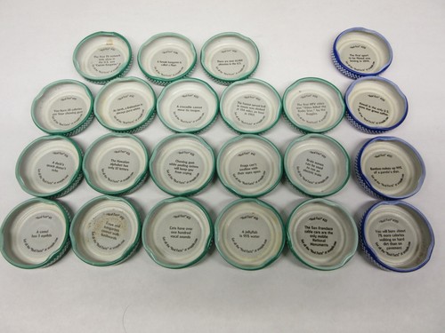 VTG Snapple LOT OF 22 metal caps with “Real Facts”, Early Numbers | eBay